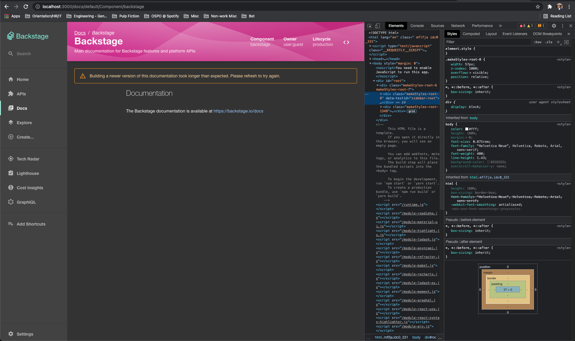 TechDocs navigation on smaller devices collapses so it's not possible to navigate between pages ...