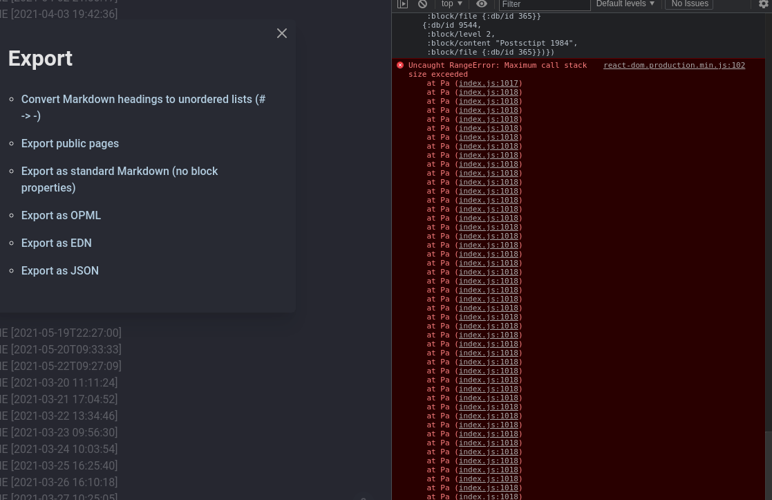 [0.1.6] Export as standard Markdown doesn't work · Issue #2167 · logseq/logseq · GitHub