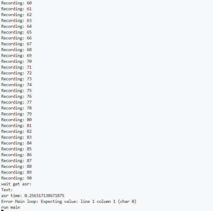 请问在测试时出现了Error Main loop: Expecting value: line 1 column 1 (char 0 ...
