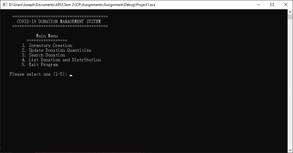 GitHub - josephlow5/COVID-19-Donation-Management-System: Year 1 C Programming Assignment