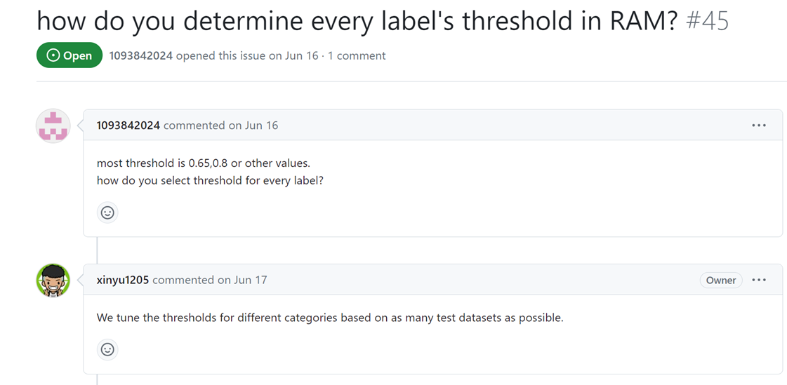 How do you get thresholds for clip model in results of Table 3 ? · Issue #87 · xinyu1205 ...