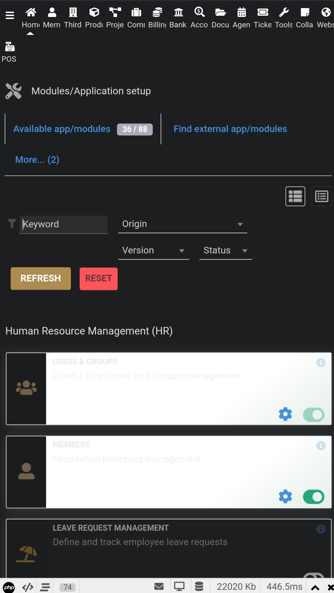 Bug Unreadable Display Of Module Activated In Dark Mode · Issue 17114 · Dolibarrdolibarr · Github