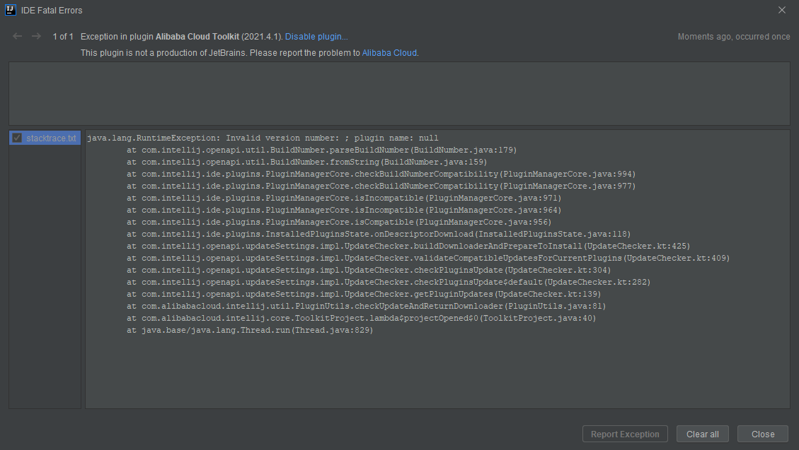 Idea 启动时有插件的报错信息 · Issue 3 · Alibaba Cloud Toolkitcloud Toolkit Jetbrains · Github 