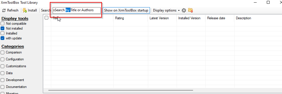 Search Bar Bug · Issue 1183 · Mscrmtools Xrmtoolbox · Github