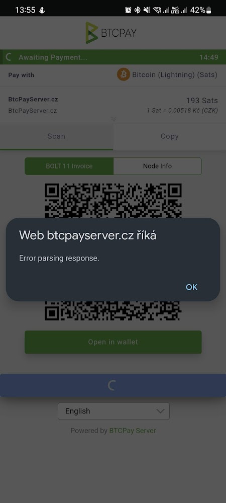 Bug Error Parsing Reponse When Using Nfc Plugin · Issue 4152 · Btcpayserverbtcpayserver 