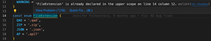 Bug Enum Already Declared In The Upper Scope Warning · Issue 116 · Typedigitaleslint Config