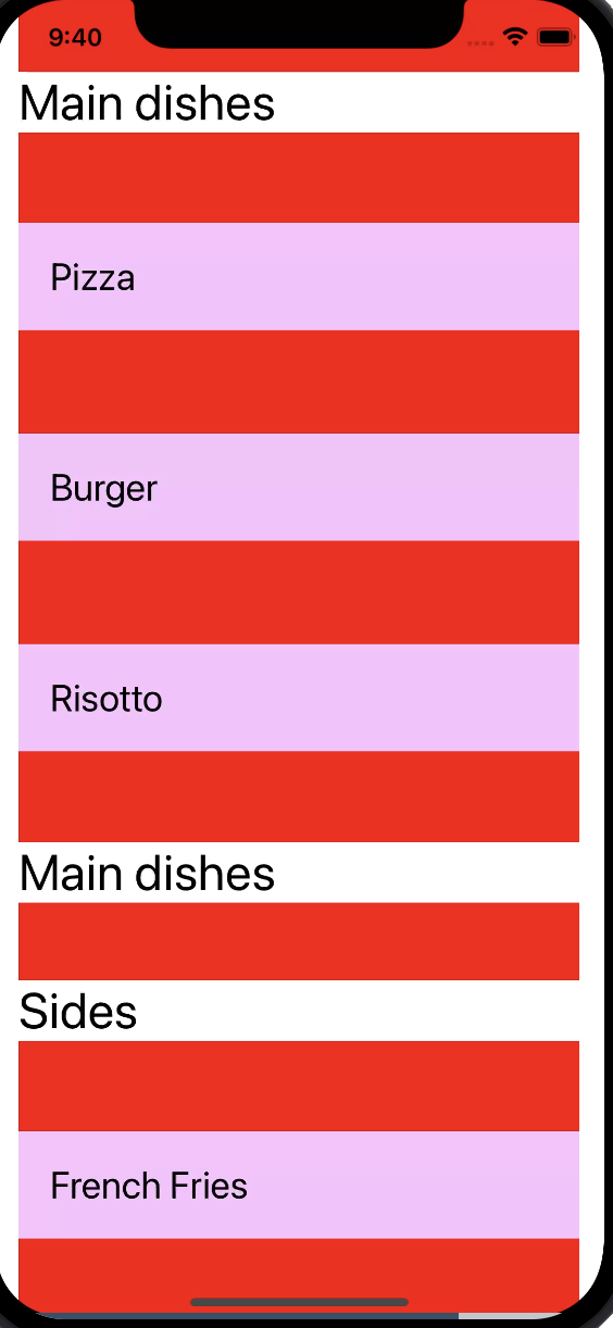 SectionList shows gap between section header/footer even when section header/footer is not ...
