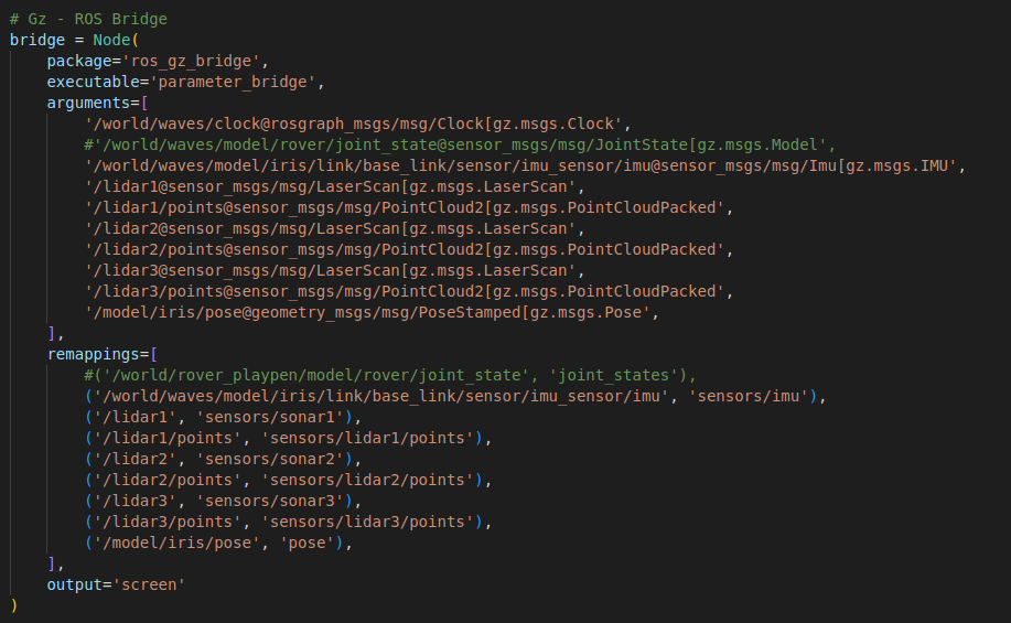 GPU Lidar sensor bridge is not passing all of the sensor data from the GZ topic to the defined ...