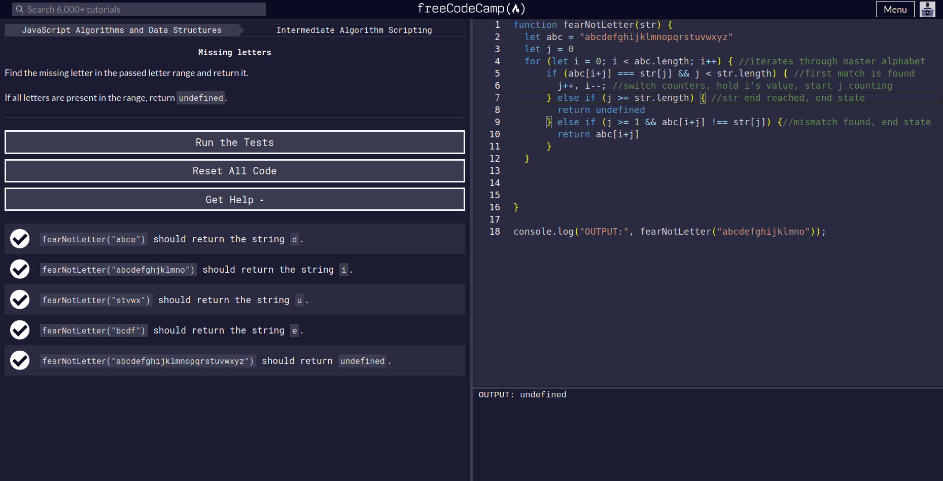 Missing Letters - Test Shortfall · Issue #41843 · freeCodeCamp ...