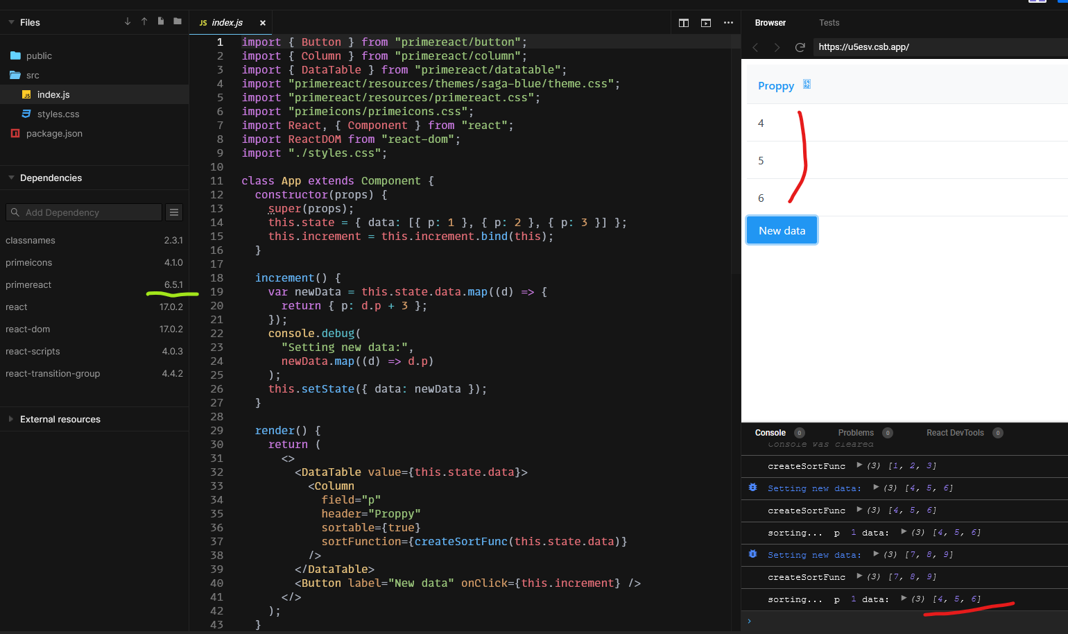 Datatable Sortfunction Retains Stale Data · Issue 1705 · Primefacesprimereact · Github