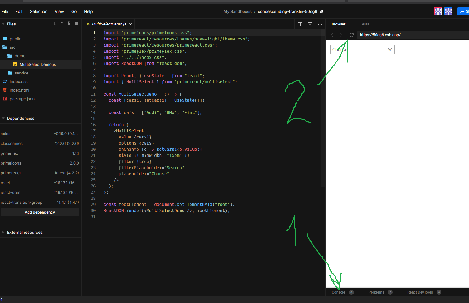 MultiSelect: warning in console when using string array as options · Issue #1445 · primefaces ...