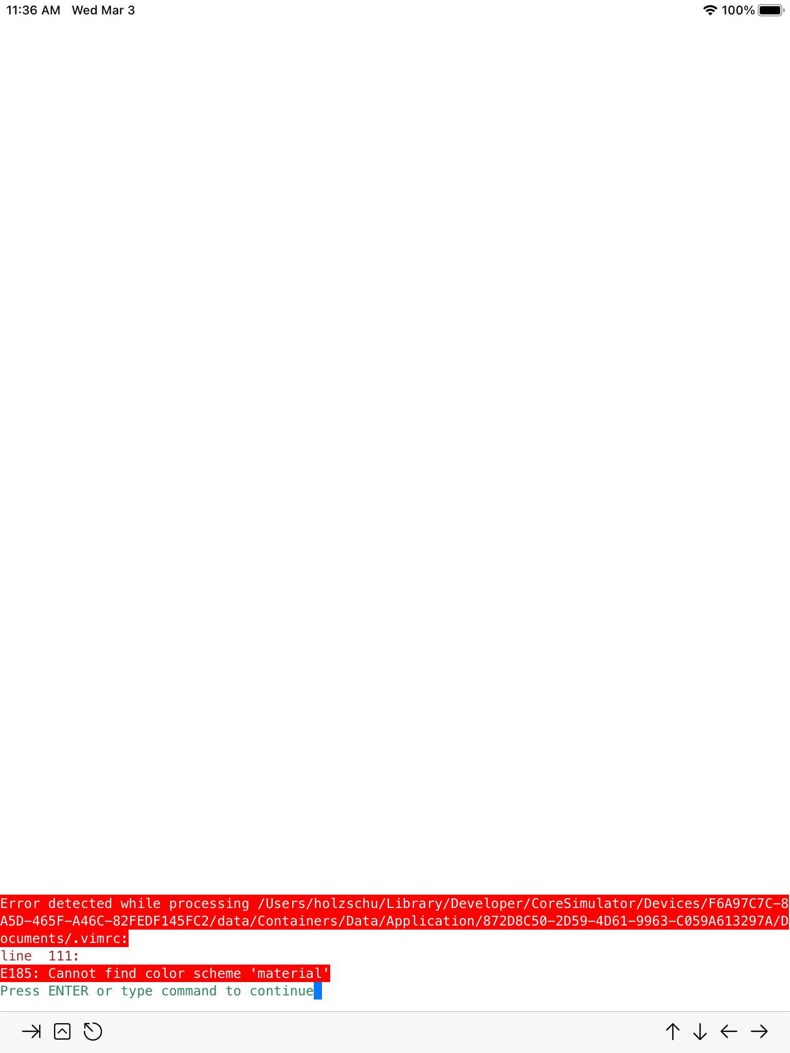 Vim layout is broken on iPadOS 14.5 · Issue #176 · holzschu/a-shell · GitHub