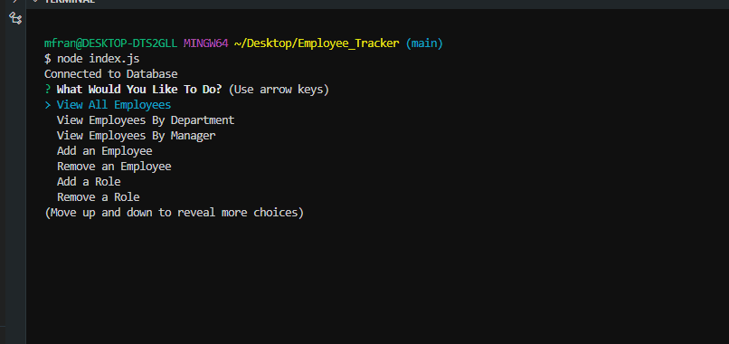 GitHub - mfrancisco9/Employee-Tracker