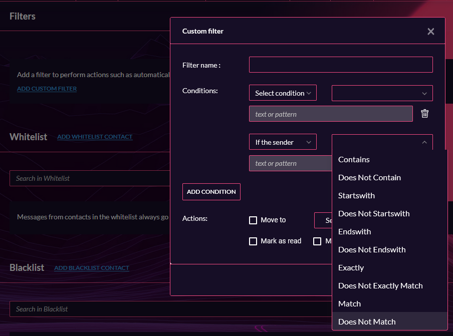Fix spacing in custom filter dropdown menus. · Issue #1404 · CTemplar/webclient · GitHub