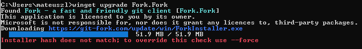 Forkfork 1650 Installer Hash Does Not Match · Issue 25139 · Microsoftwinget Pkgs · Github 