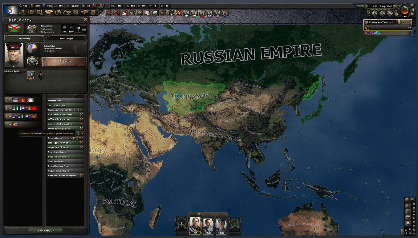 Transamur annexed all of Russia unopposed and then Puppeted them ...