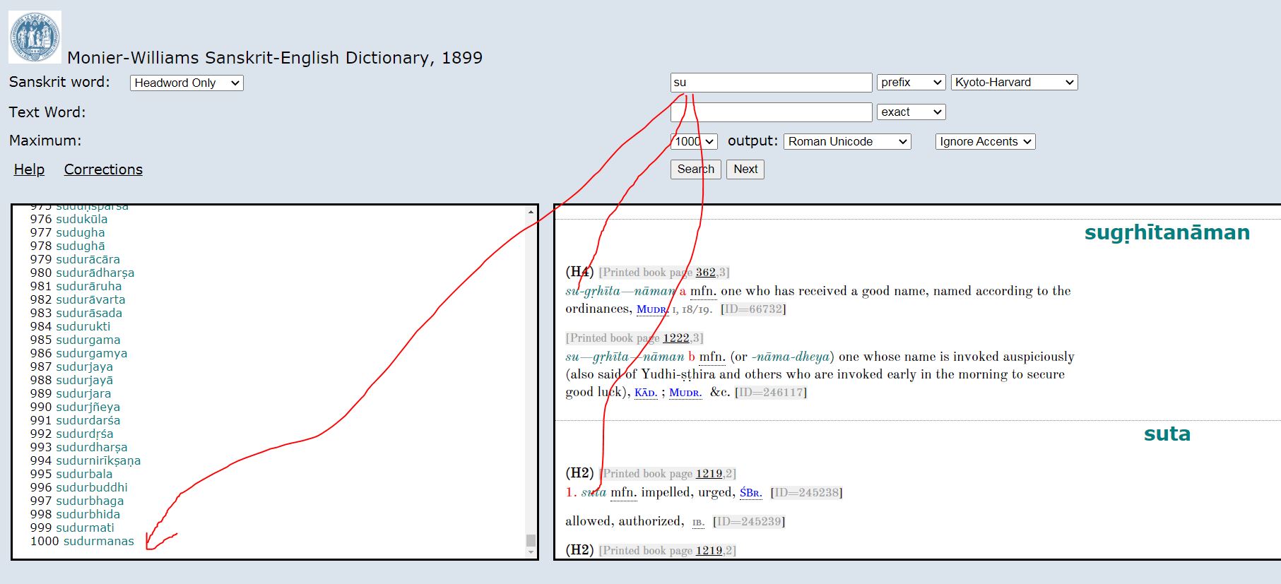Morphological Prefix Search (su-gṛhīta vs. suta) · Issue #340 · sanskrit-lexicon/COLOGNE · GitHub