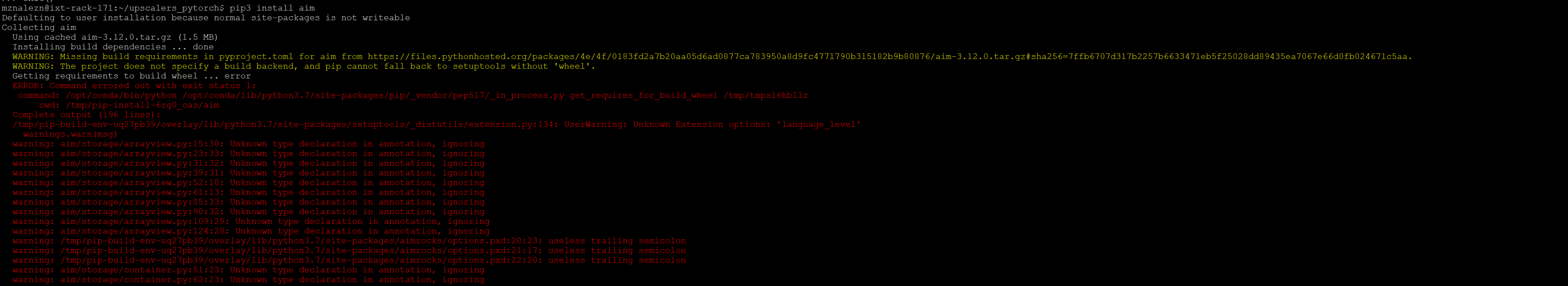 Installation of aim with pip fails · Issue #2024 · aimhubio/aim · GitHub