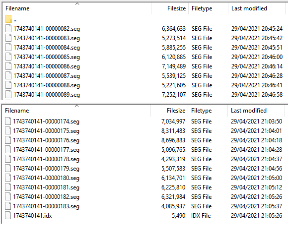 Pause causes old .seg files to no longer be removed resulting in ever increasing storage ...