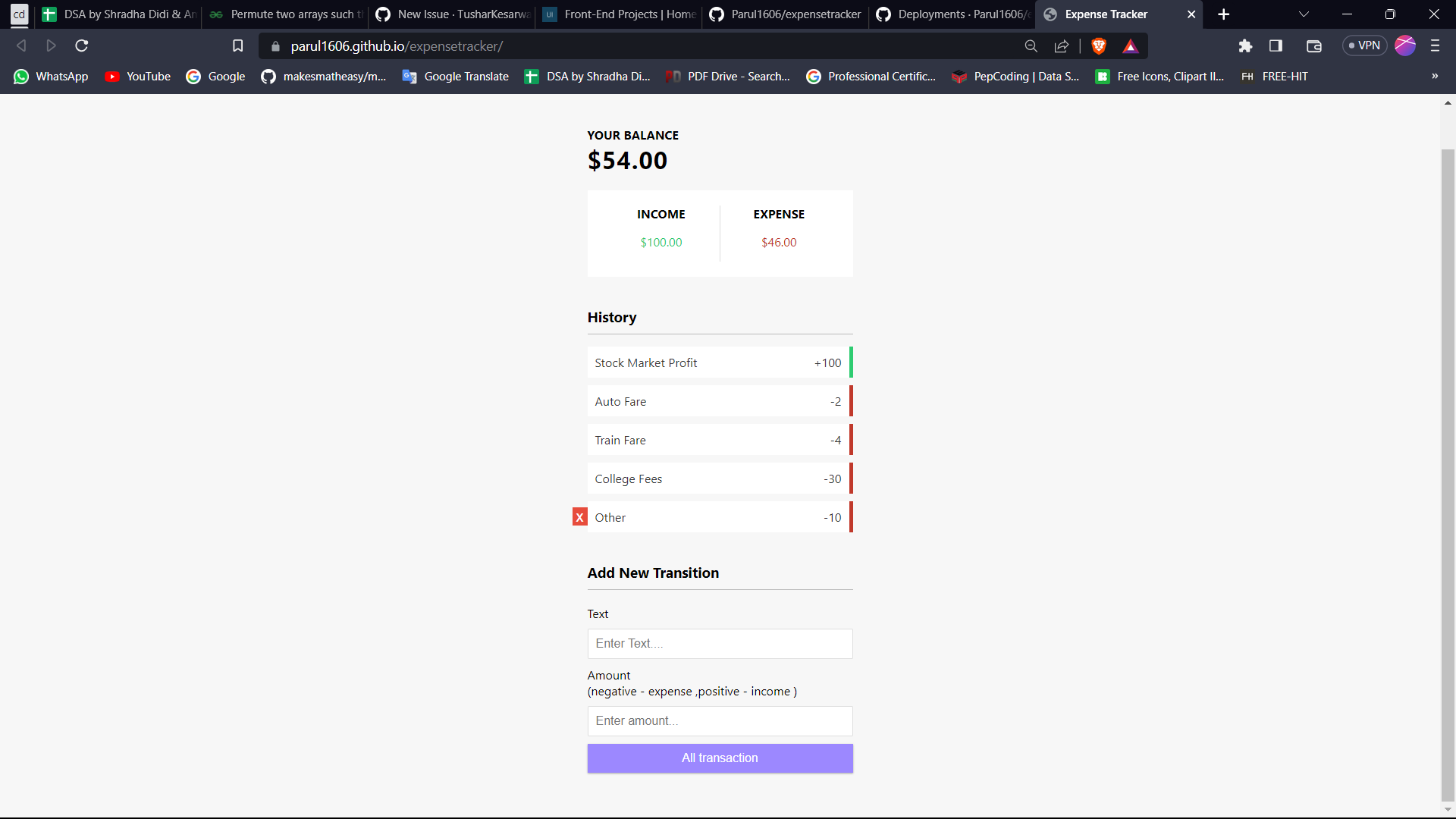 Expense Tracker · Issue #1848 · TusharKesarwani/Front-End-Projects · GitHub