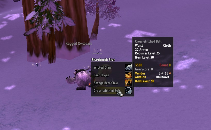 Shardtooth Bear dropping low level items · Issue #8108 · azerothcore/azerothcore-wotlk · GitHub