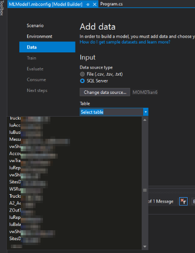 Select Table List Order and Usability · Issue #1364 · dotnet/machinelearning-modelbuilder · GitHub