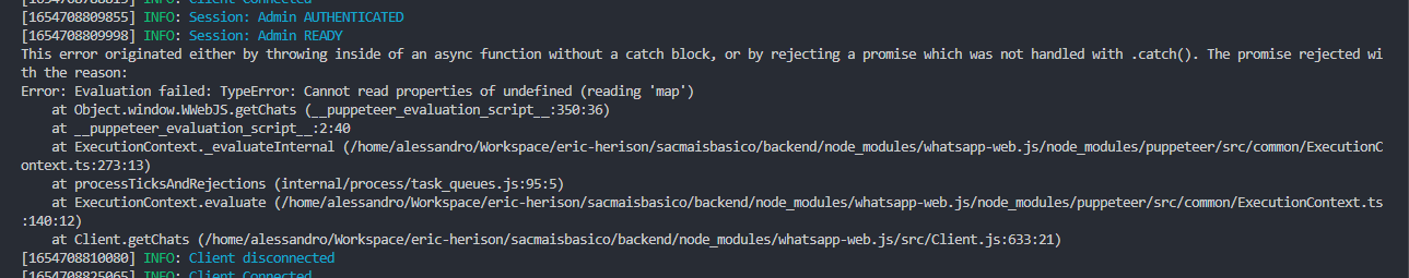 Error after qrcode reading · Issue #437 · canove/whaticket-community · GitHub