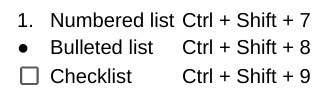 Bullet / Number List Keyboard Shortcut · Issue #4346 · CollaboraOnline ...
