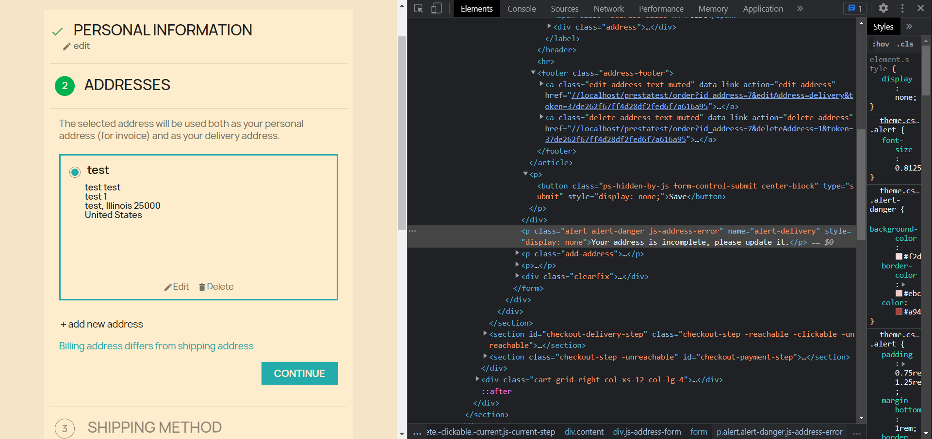 Unexpected 'your address is incomplete'-error rendered in FO · Issue #30988 · PrestaShop ...