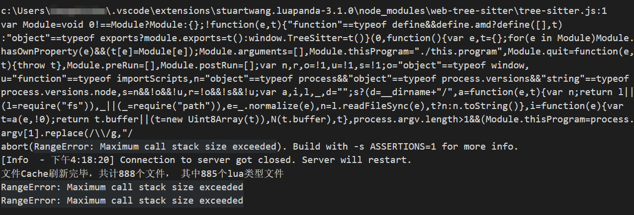 3.10启动后报RangeError: Maximum call stack size exceeded异常 · Issue #74 · Tencent/LuaPanda · GitHub