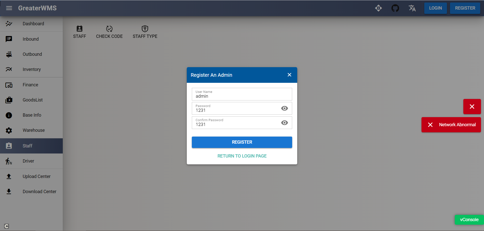我用docker部署完后，无法注册 · Issue #226 · GreaterWMS/GreaterWMS · GitHub