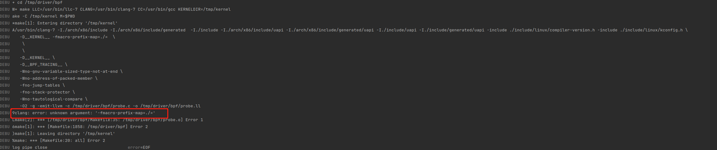 Unknown argument error for building centos eBPF module · Issue #145 · falcosecurity/driverkit ...