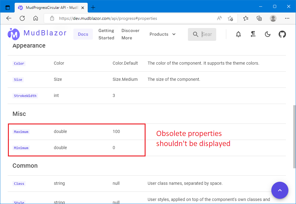 Documentation - Obsolete properties are displayed in API Documentation · Issue #5019 · MudBlazor ...