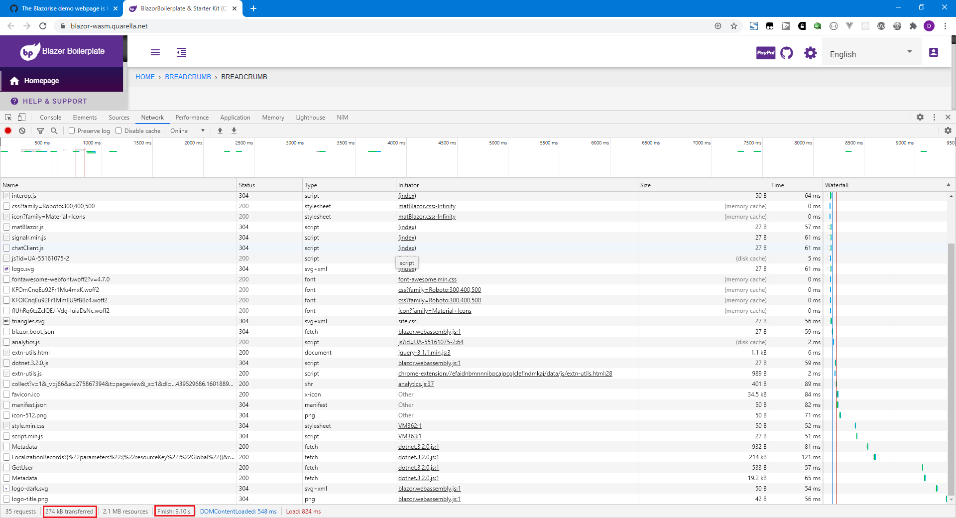 The Blazorise demo webpage is loading too long · Issue #1317 · Megabit ...