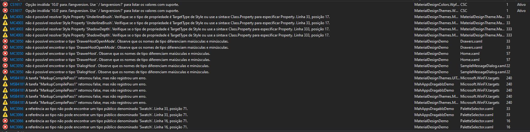 Error on compiling demo..... · Issue #2515 · MaterialDesignInXAML/MaterialDesignInXamlToolkit ...