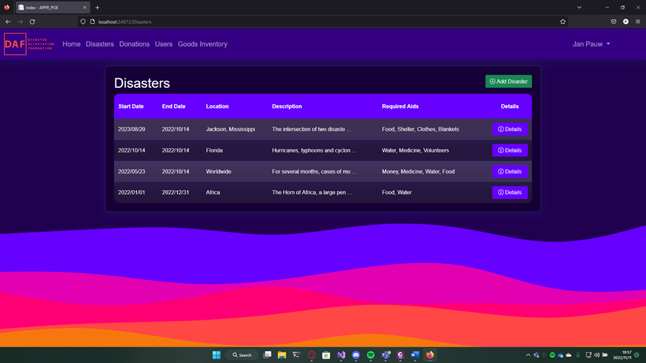 GitHub - JanPauw/DisasterAlleviationFoundation: Web App to keep track ...