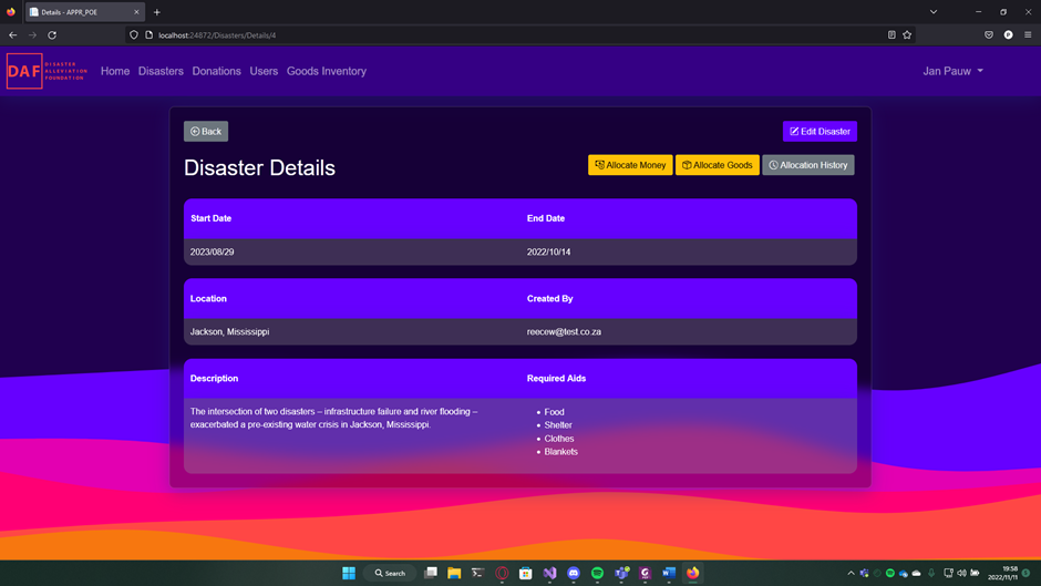 GitHub - JanPauw/DisasterAlleviationFoundation: Web App to keep track of Disasters World Wide ...