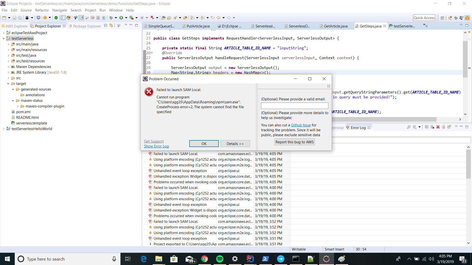 Cannot change AWS SAM local executable location on eclipse · Issue #137 · aws/aws-toolkit ...