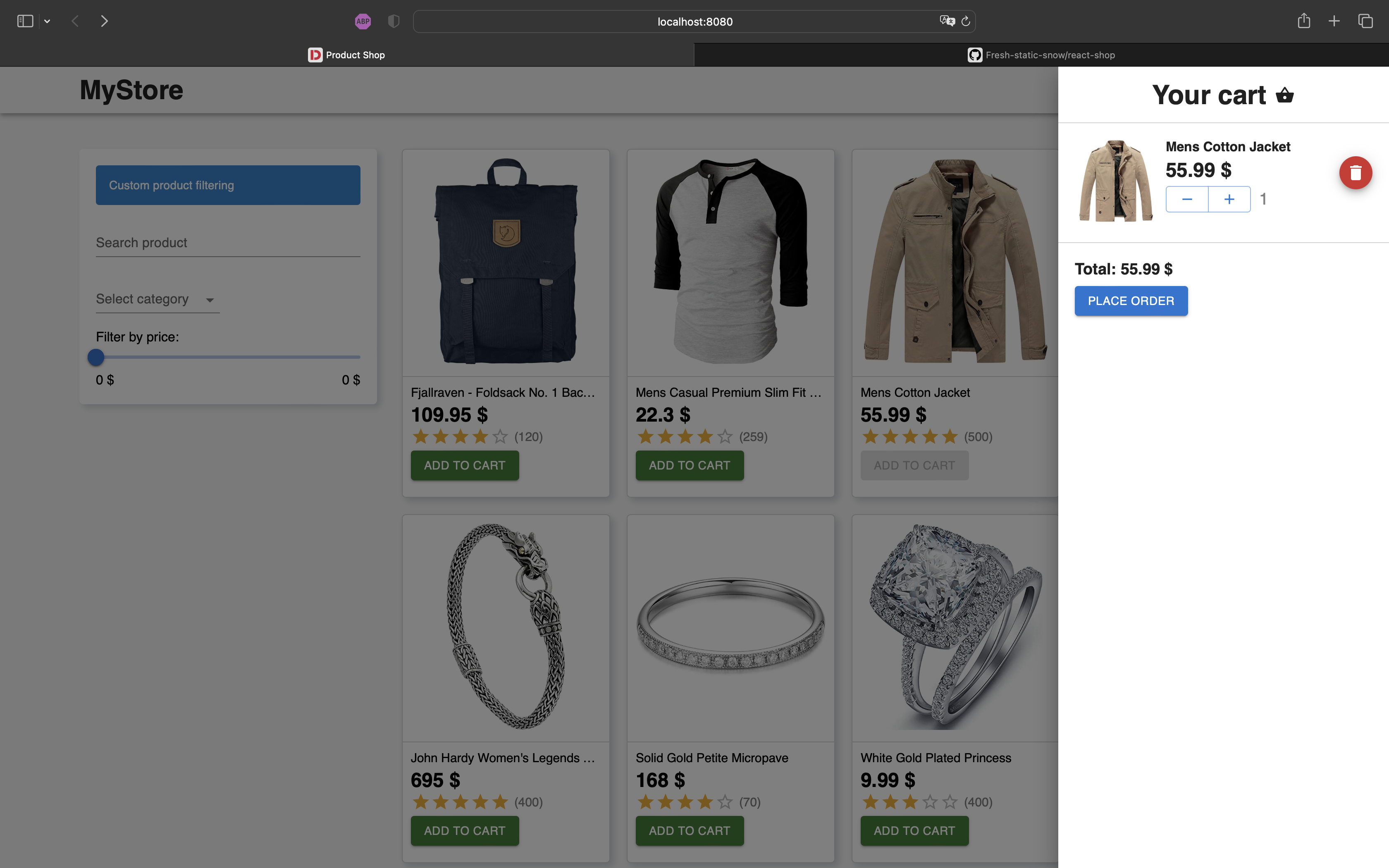 GitHub - Fresh-static-snow/react-shop