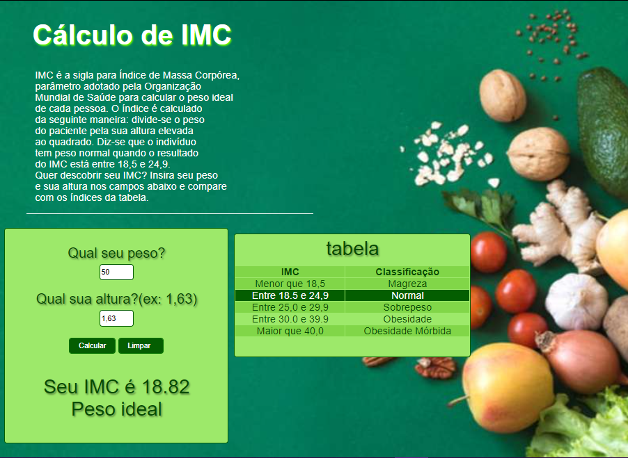 GitHub - Amorim93Carol/Calculo-IMC: Feito com CSS e JavaScript.