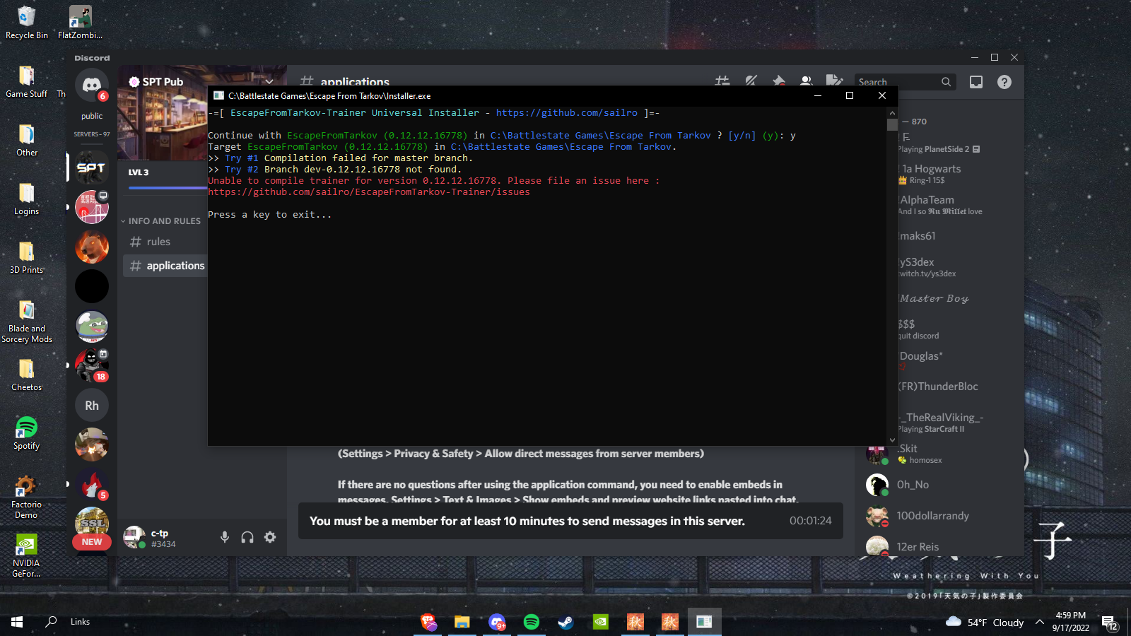 please help · Issue #243 · sailro/EscapeFromTarkov-Trainer · GitHub