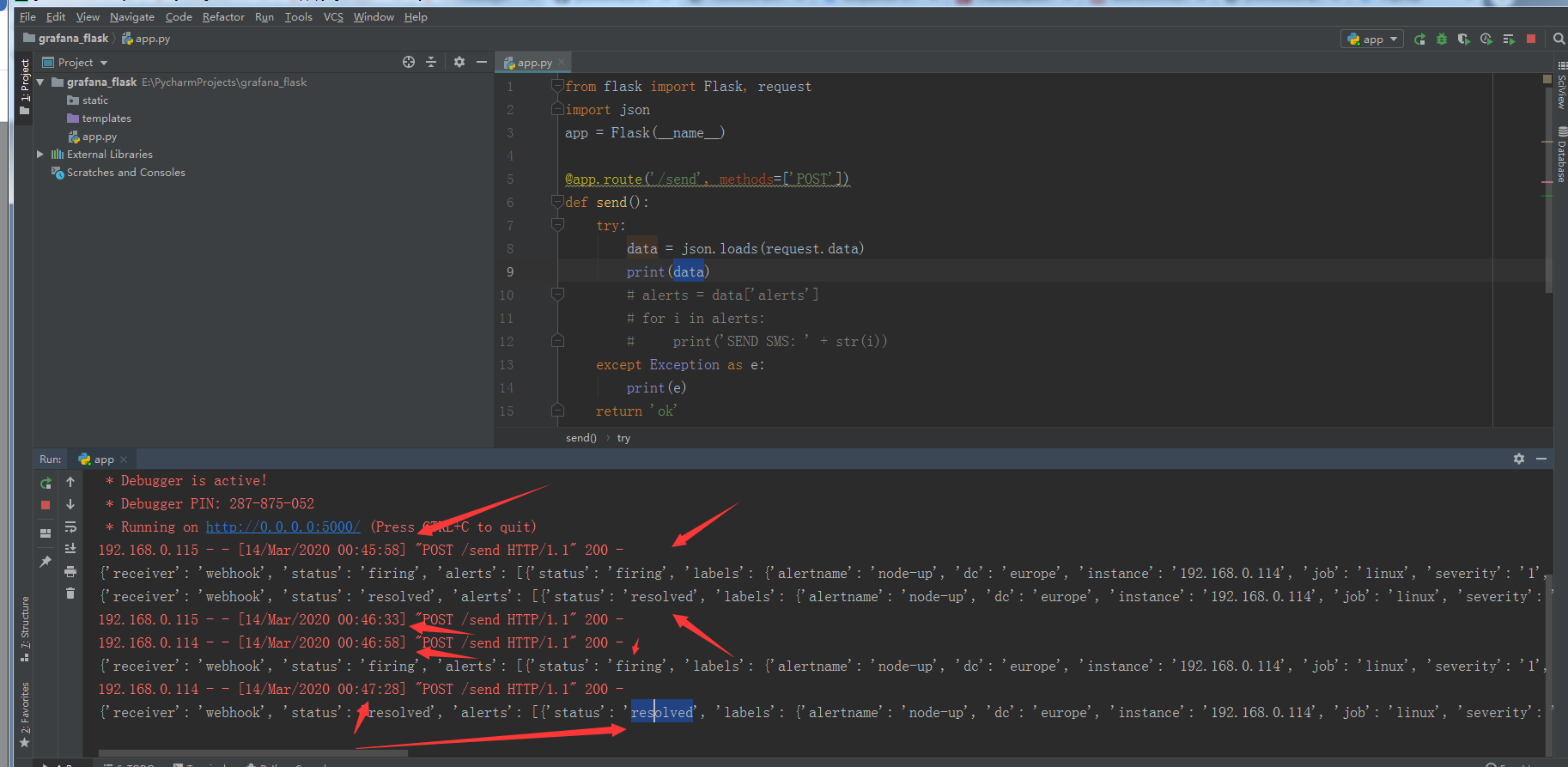 It doesn't seem like you're sending the same labels from both ...