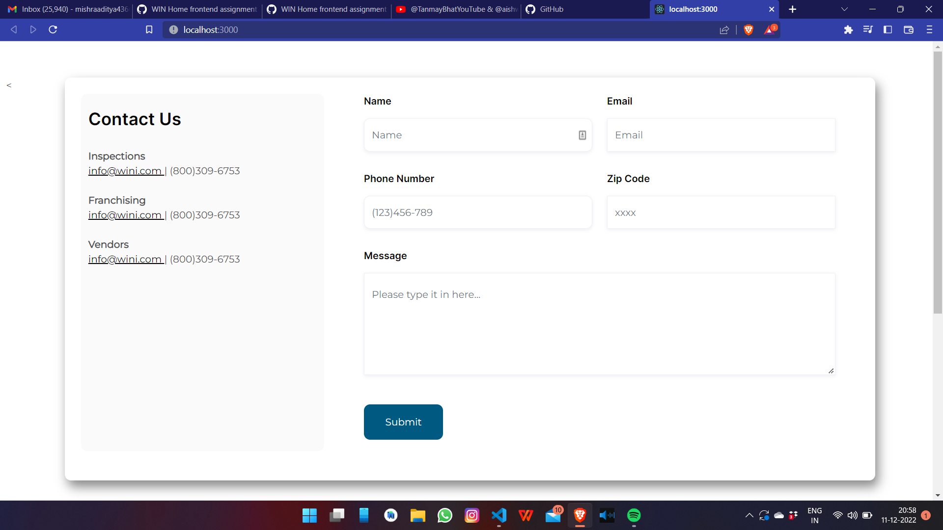 WIN Home frontend assignment by Aditya Mishra by AditMis · Pull Request #34 · WIN-Services ...