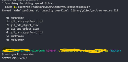 Issue when trying to upload symbols: thread 'main' panicked at 'capacity overflow': library ...