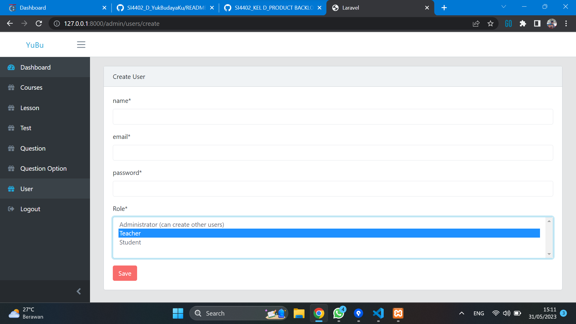 [S3-PBI3] Membuat fitur mengelola data teacher · Issue #46 · SI-RPL ...