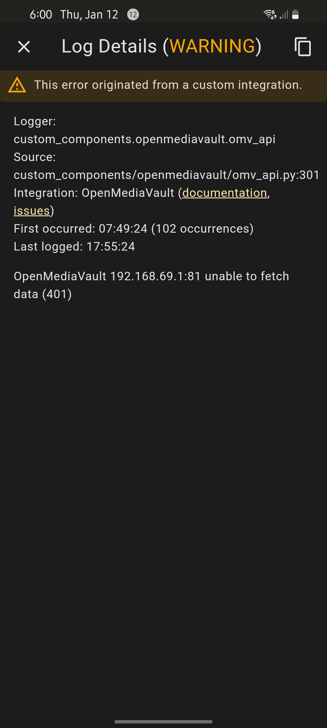 Integration stopped working today · Issue #95 · tomaae/homeassistant-openmediavault · GitHub