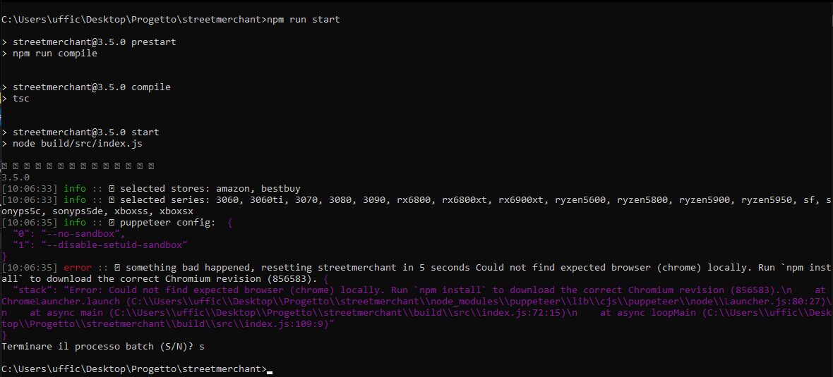 Failing to lauch to the browser · Issue #866 · jef/streetmerchant · GitHub