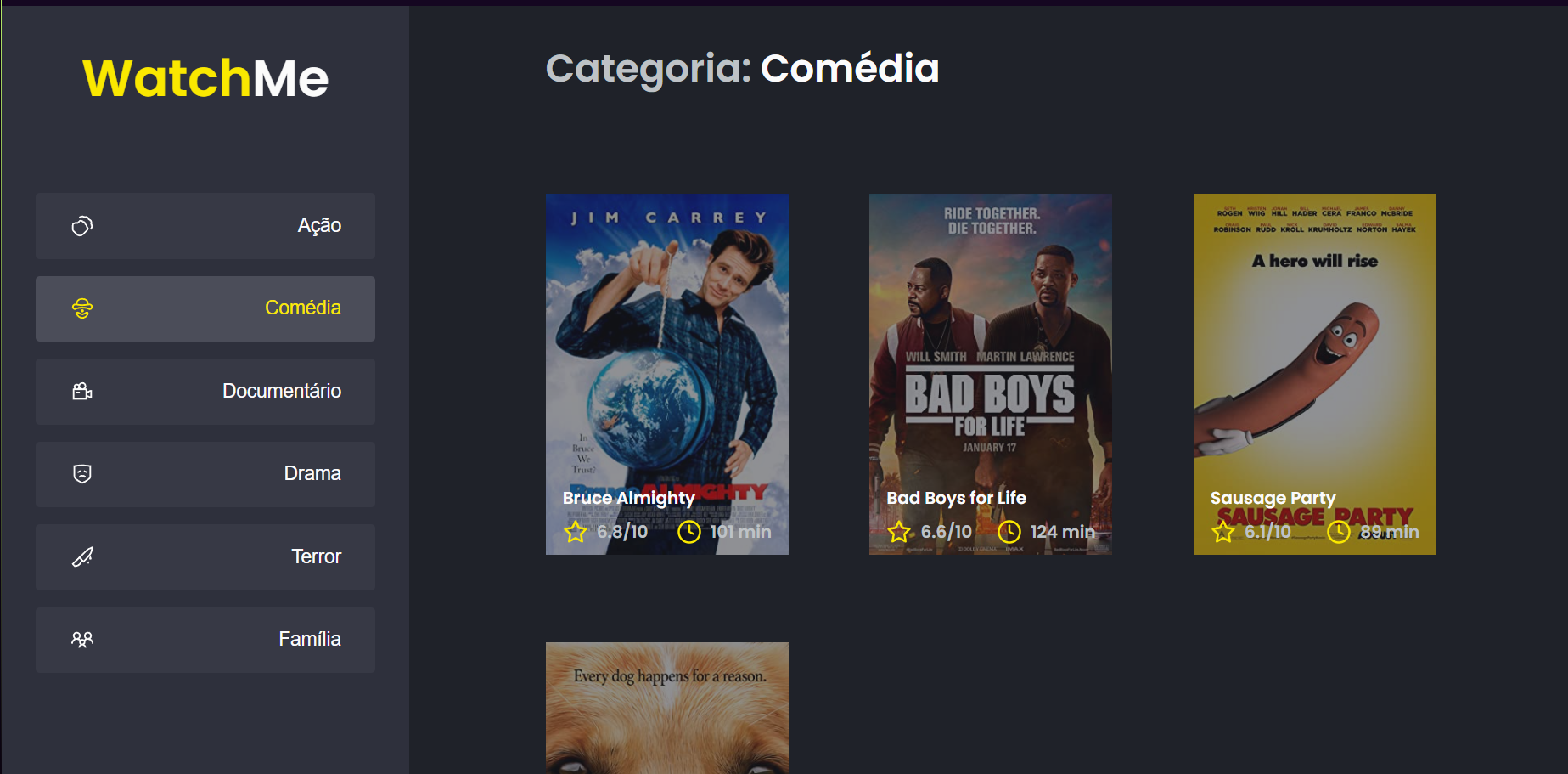 GitHub - GabriellMatias/WatchMe-Website: A project Using concepts of useState, useEffect, using ...
