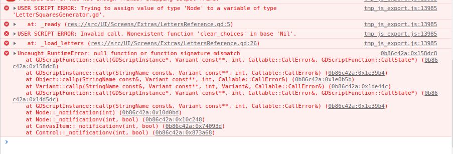 Indirect Call To Null Null Function Or Function Signature Mismatch Error Only On Web