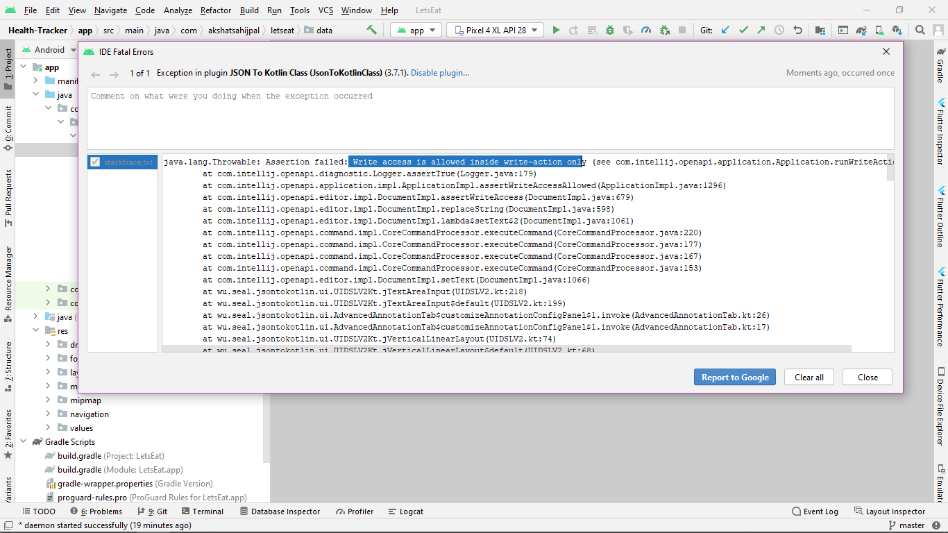 Assertion failed: Write access is allowed inside write-action only · Issue #367 · wuseal ...
